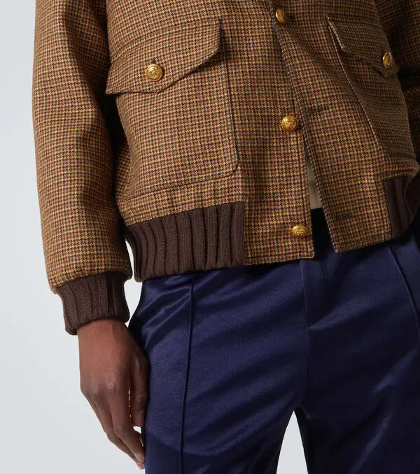 Valentino Garavani Houndstooth Virgin Wool Bomber Jacket