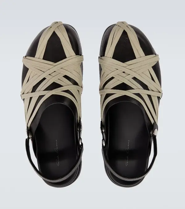Rick Owens Megalace Leather Mules - Black