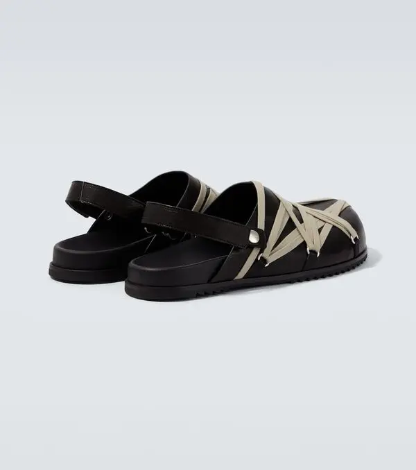 Rick Owens Megalace Leather Mules - Black
