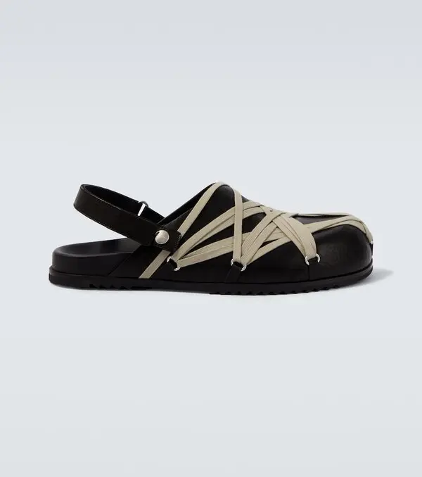 Rick Owens Megalace Leather Mules - Black