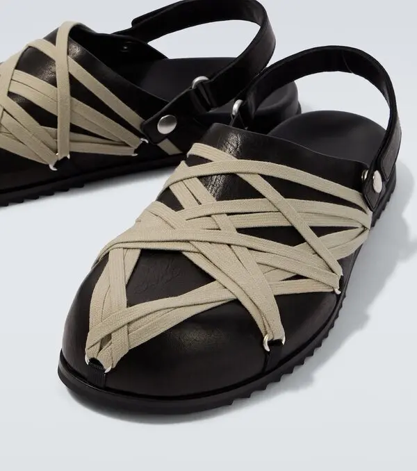Rick Owens Megalace Leather Mules - Black