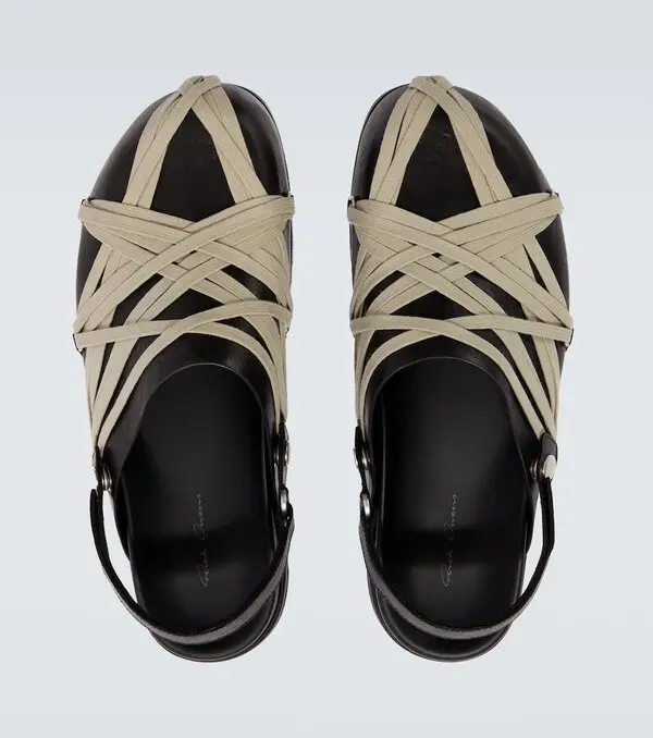 Rick Owens Megalace Leather Mules - Black