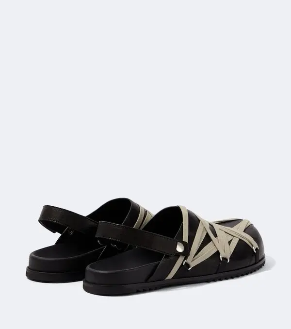 Rick Owens Megalace Leather Mules - Black