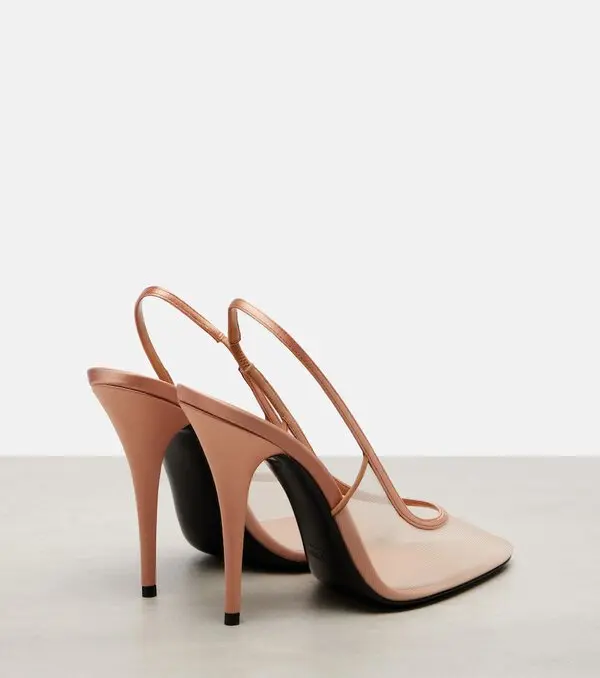Saint Laurent Anita 110 Mesh Slingback Pumps - Pink