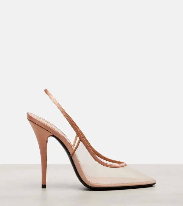 Saint Laurent Anita 110 Mesh Slingback Pumps - Pink