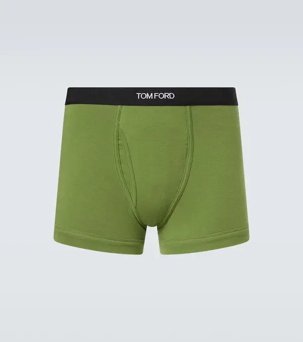 TOM FORD Logo Cotton-blend Boxer Briefs - Green