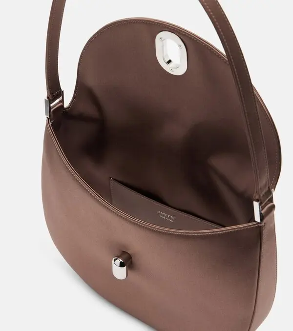 Savette Tondo Small Satin Shoulder Bag - Brown