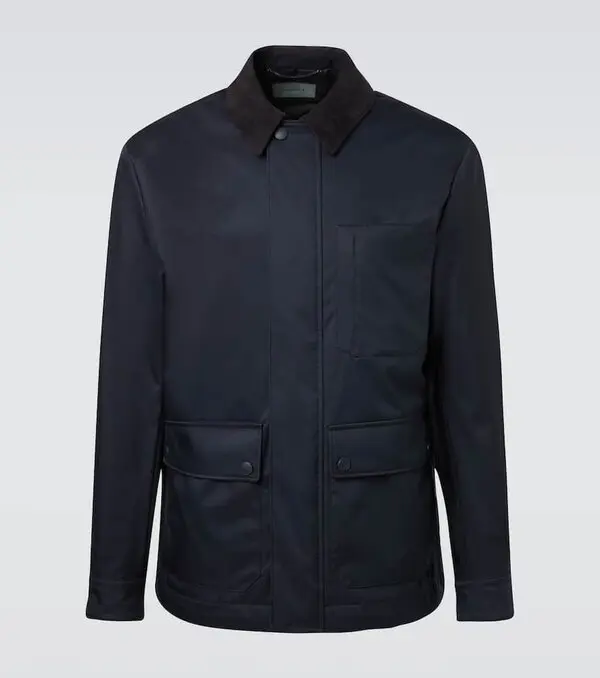 Canali Suede-trimmed Blouson Jacket - Blue