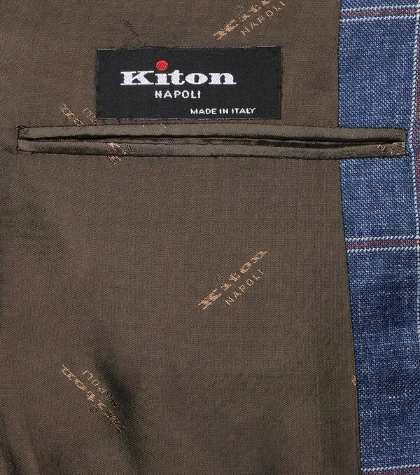 Kiton Checked Cashmere, Wool, Silk, And Linen Blazer
