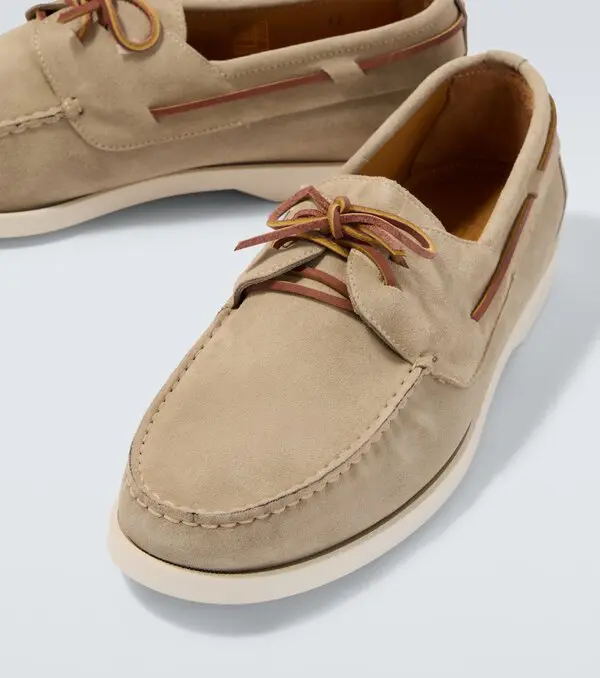 Kiton Suede Boat Shoes - Beige