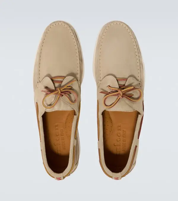 Kiton Suede Boat Shoes - Beige