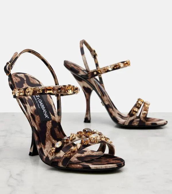 Dolce & Gabbana Keira 2.0 105 Leopard-print Satin Sandals