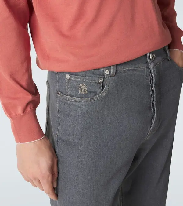 Brunello Cucinelli Logo Straight Jeans