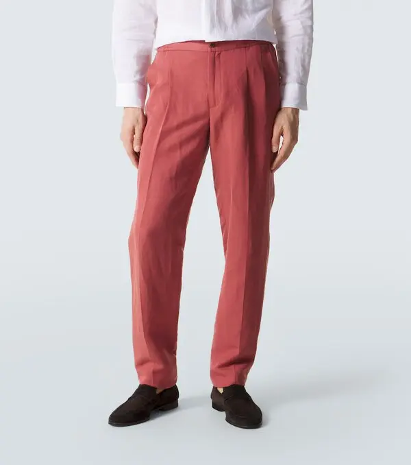 Rubinacci Pleated Lyocell-linen Trousers