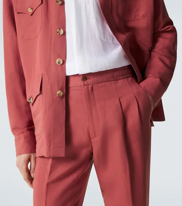 Rubinacci Pleated Lyocell-linen Trousers