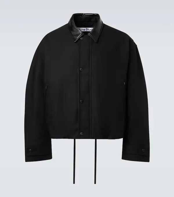 Acne Studios Leather-trimmed Cotton Twill Bomber Jacket