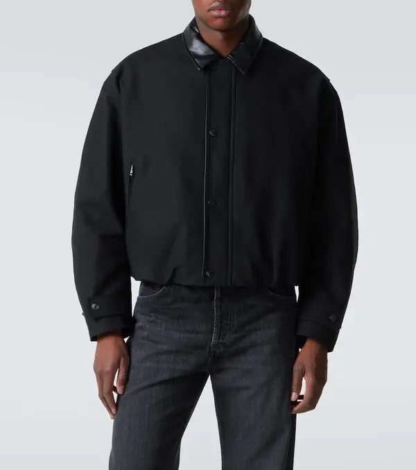 Acne Studios Leather-trimmed Cotton Twill Bomber Jacket