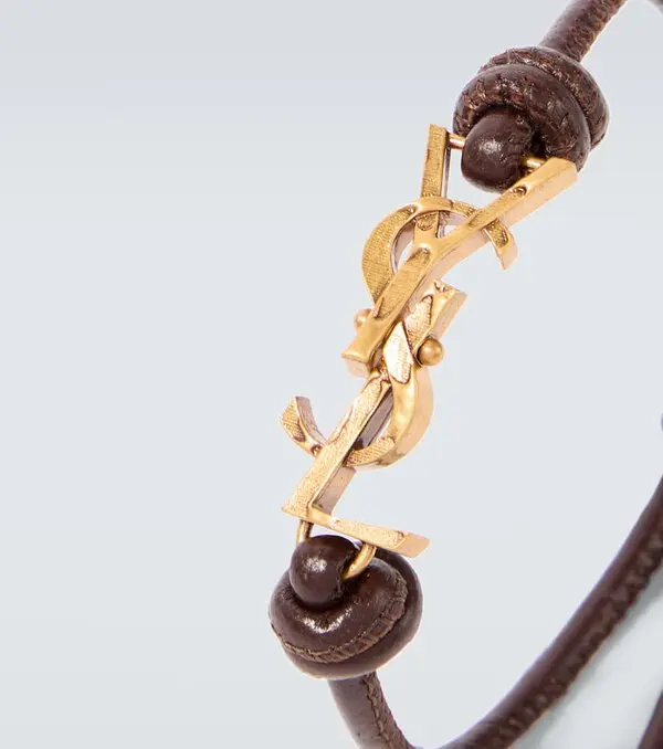 Saint Laurent Cassandre Leather Bracelet