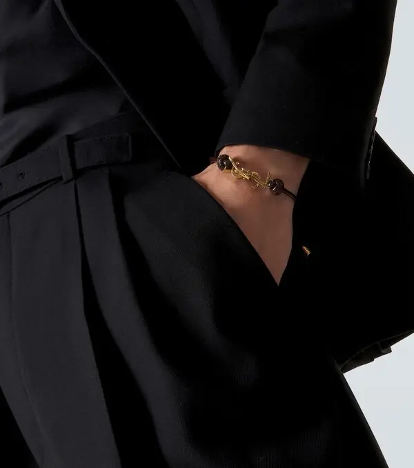 Saint Laurent Cassandre Leather Bracelet