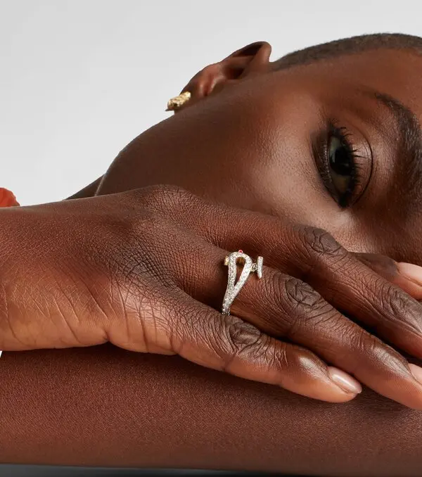 Yvonne Léon Python 9kt Ring With Diamonds