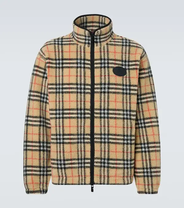 Burberry Check Wool-blend Zip-up Jacket