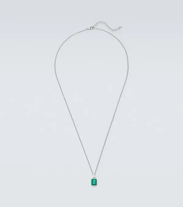 Mateo Sterling Pendant Necklace With Malachite - Silver