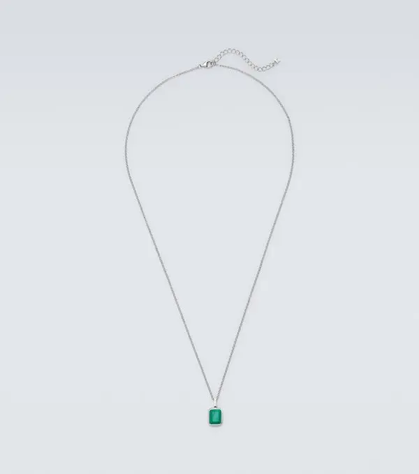 Mateo Sterling Pendant Necklace With Malachite - Silver