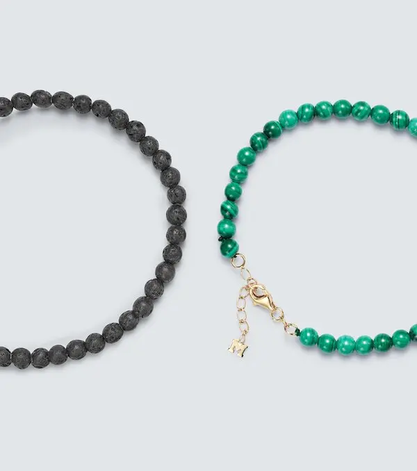 Mateo Set Of 14kt Yellow Beaded Bracelets - Gold