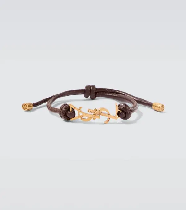 Saint Laurent Cassandre Leather Bracelet - Brown