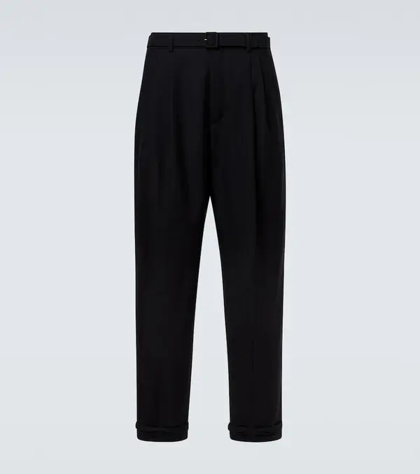 Saint Laurent Wool Gabardine Straight Pants - Black