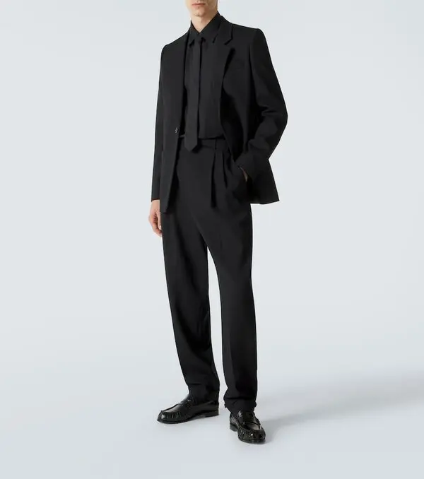 Saint Laurent Wool Gabardine Straight Pants - Black