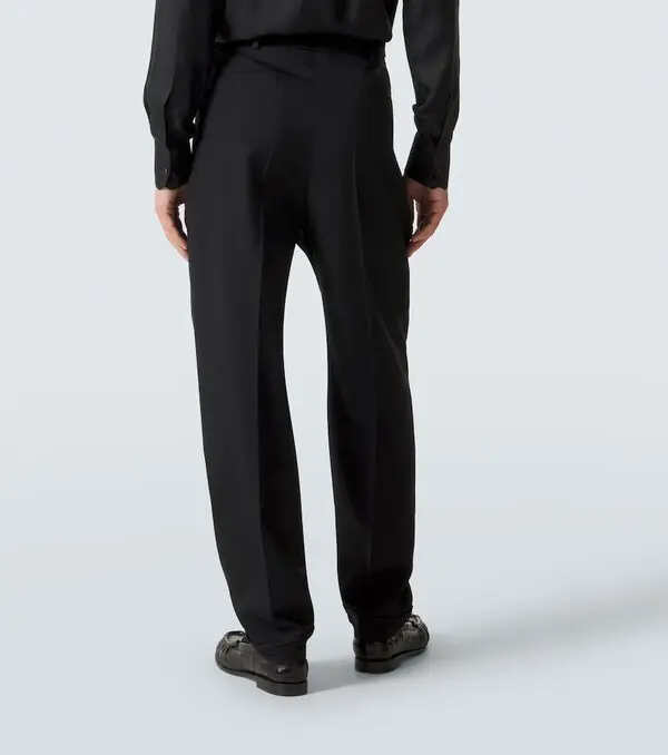 Saint Laurent Wool Gabardine Straight Pants - Black