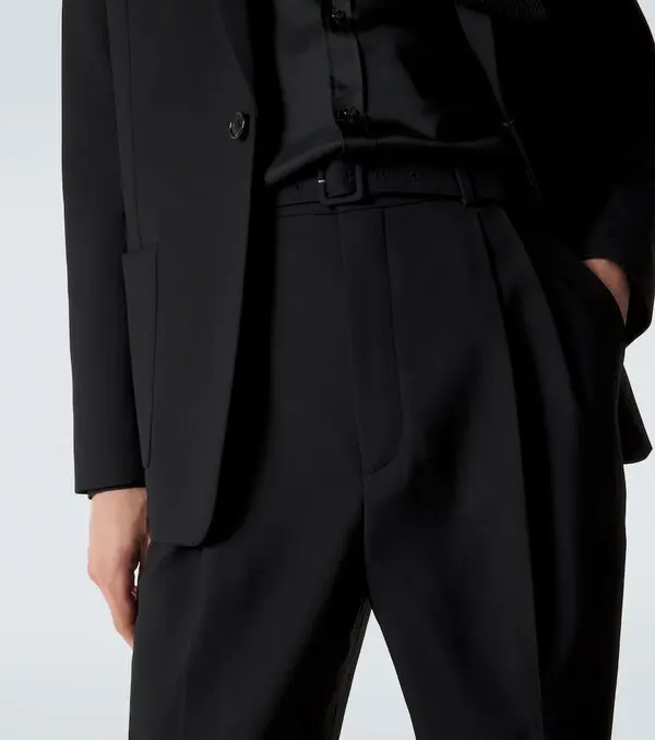 Saint Laurent Wool Gabardine Straight Pants - Black