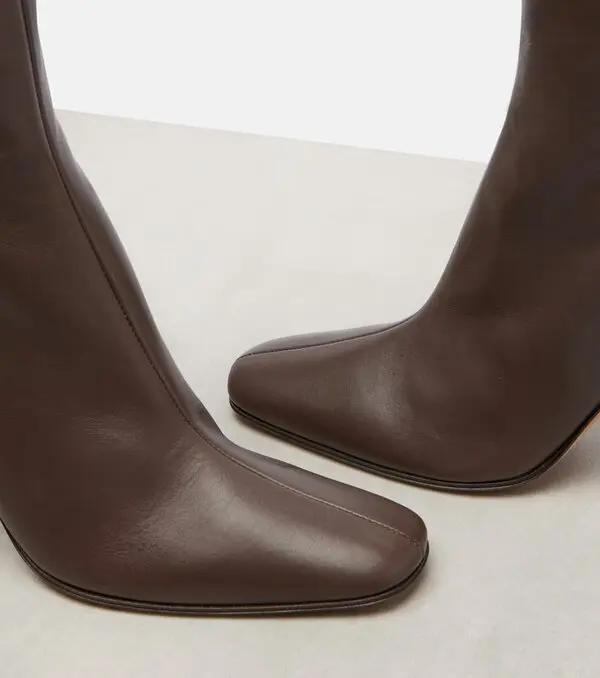 THE ROW Mona Leather Ankle Boots - Brown