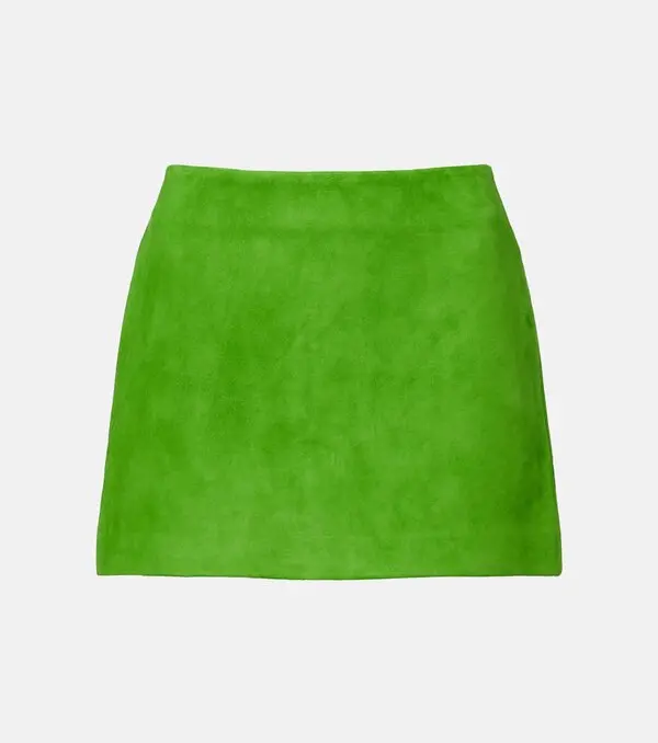 Staud Crest Suede Mini Skirt - Green