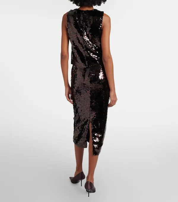 Staud Ciara Sequined Pencil Skirt - Brown
