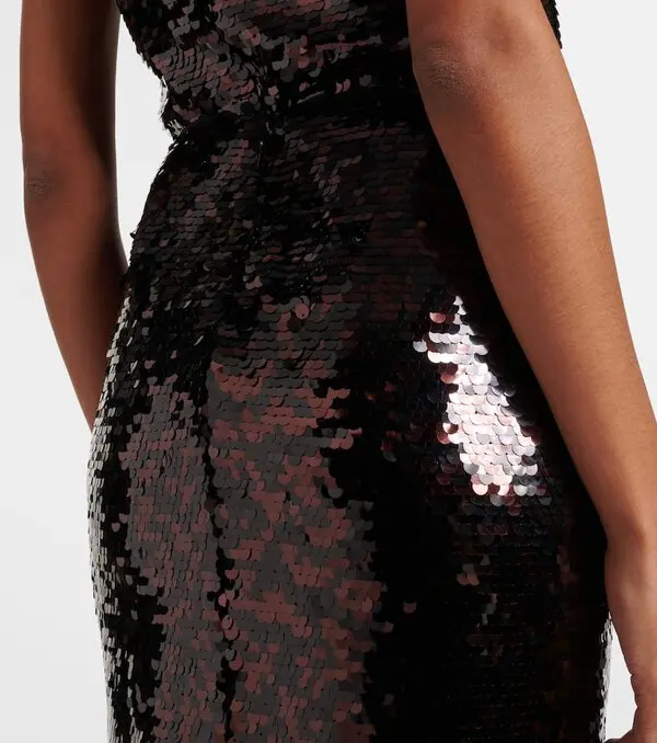 Staud Ciara Sequined Pencil Skirt - Brown