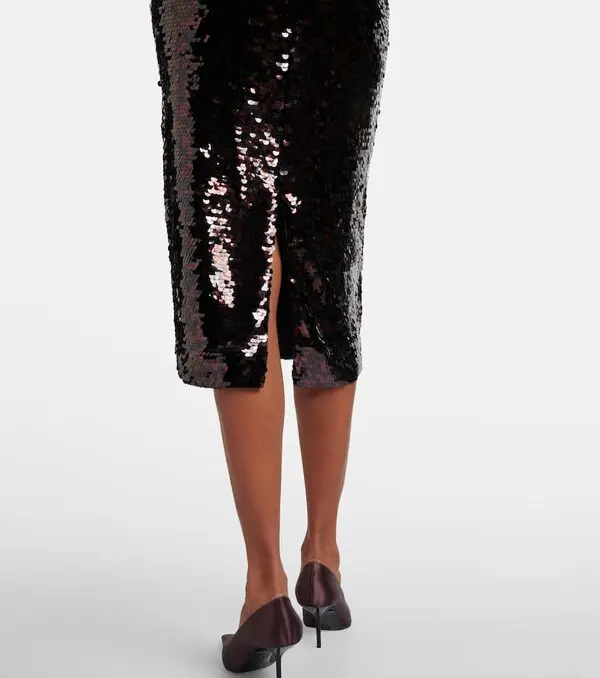 Staud Ciara Sequined Pencil Skirt - Brown