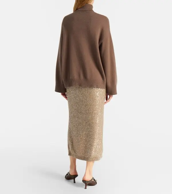 Brunello Cucinelli Lamé Pencil Skirt - Beige