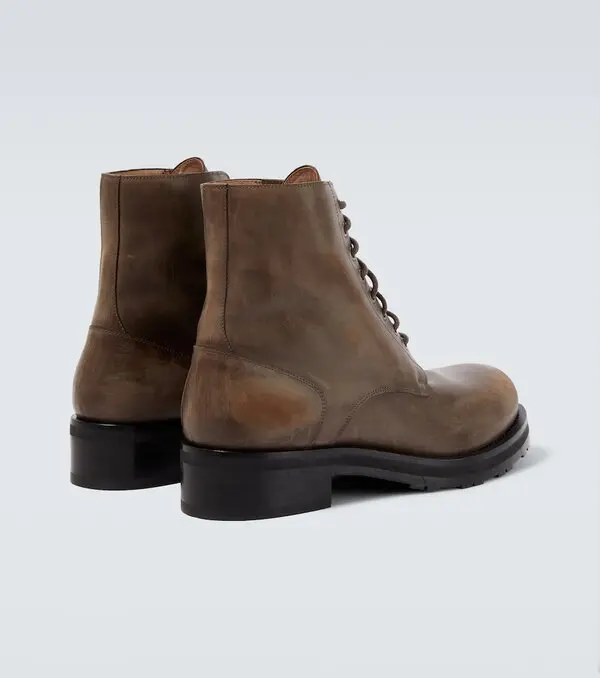 THE ROW Distressed Leather Combat Boots - Brown