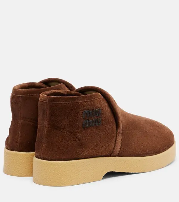 Miu Miu Shearling-lined Suede Boots
