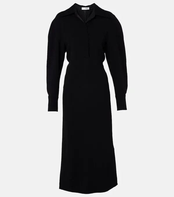 Victoria Beckham Gathered Midi Dress In Ivory Glow - Black