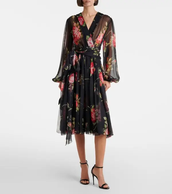 Dolce & Gabbana Floral Silk Midi Dress
