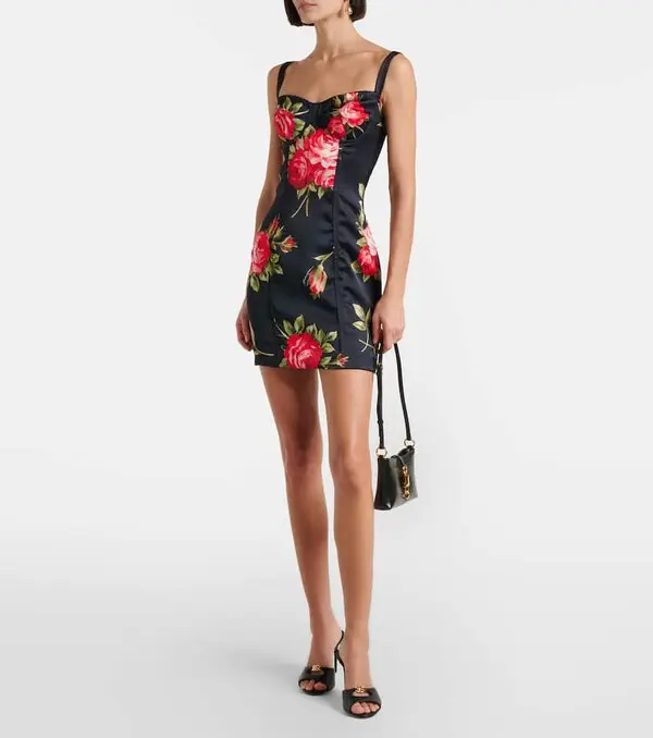 Dolce & Gabbana Floral Minidress - Black
