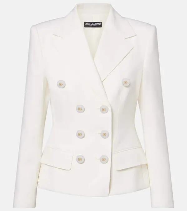 Dolce & Gabbana Double-breasted Wool-blend Blazer - White