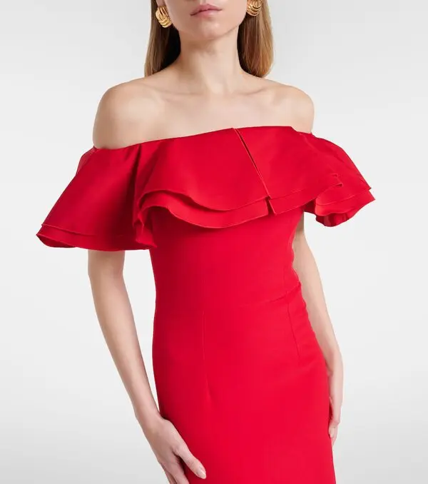 Safiyaa Ryan Ruffled Off-shoulder Gown