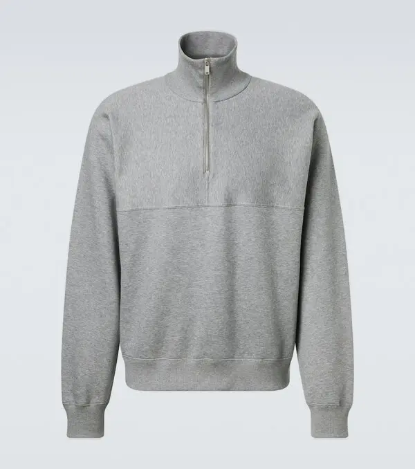 JIL SANDER Cotton Terry Half-zip Sweatshirt - Grey