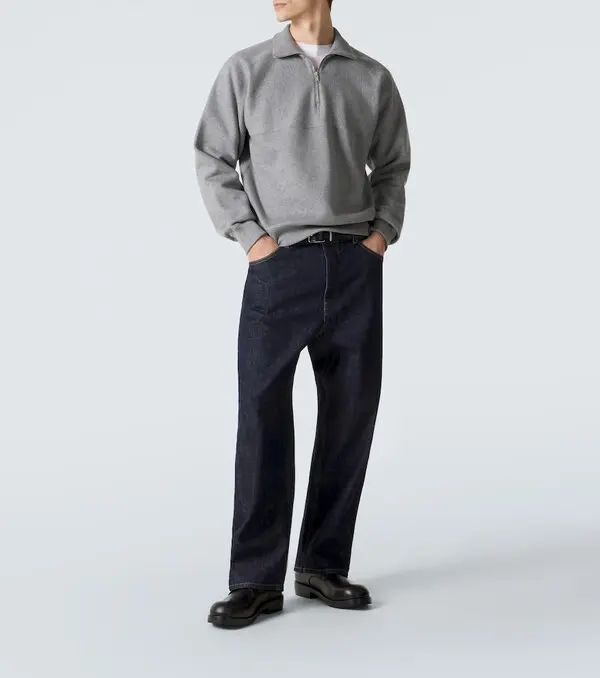 JIL SANDER Cotton Terry Half-zip Sweatshirt - Grey