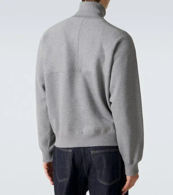JIL SANDER Cotton Terry Half-zip Sweatshirt - Grey