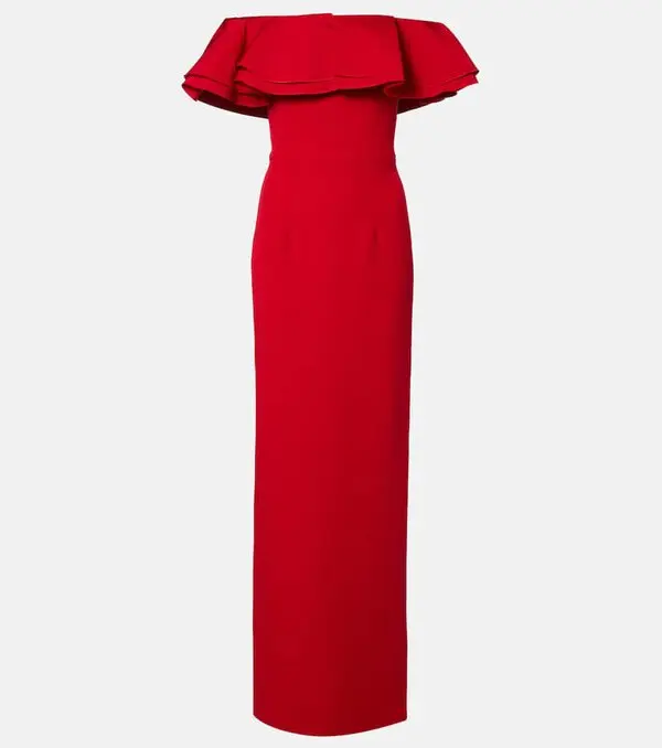 Safiyaa Ryan Ruffled Off-shoulder Crêpe Gown